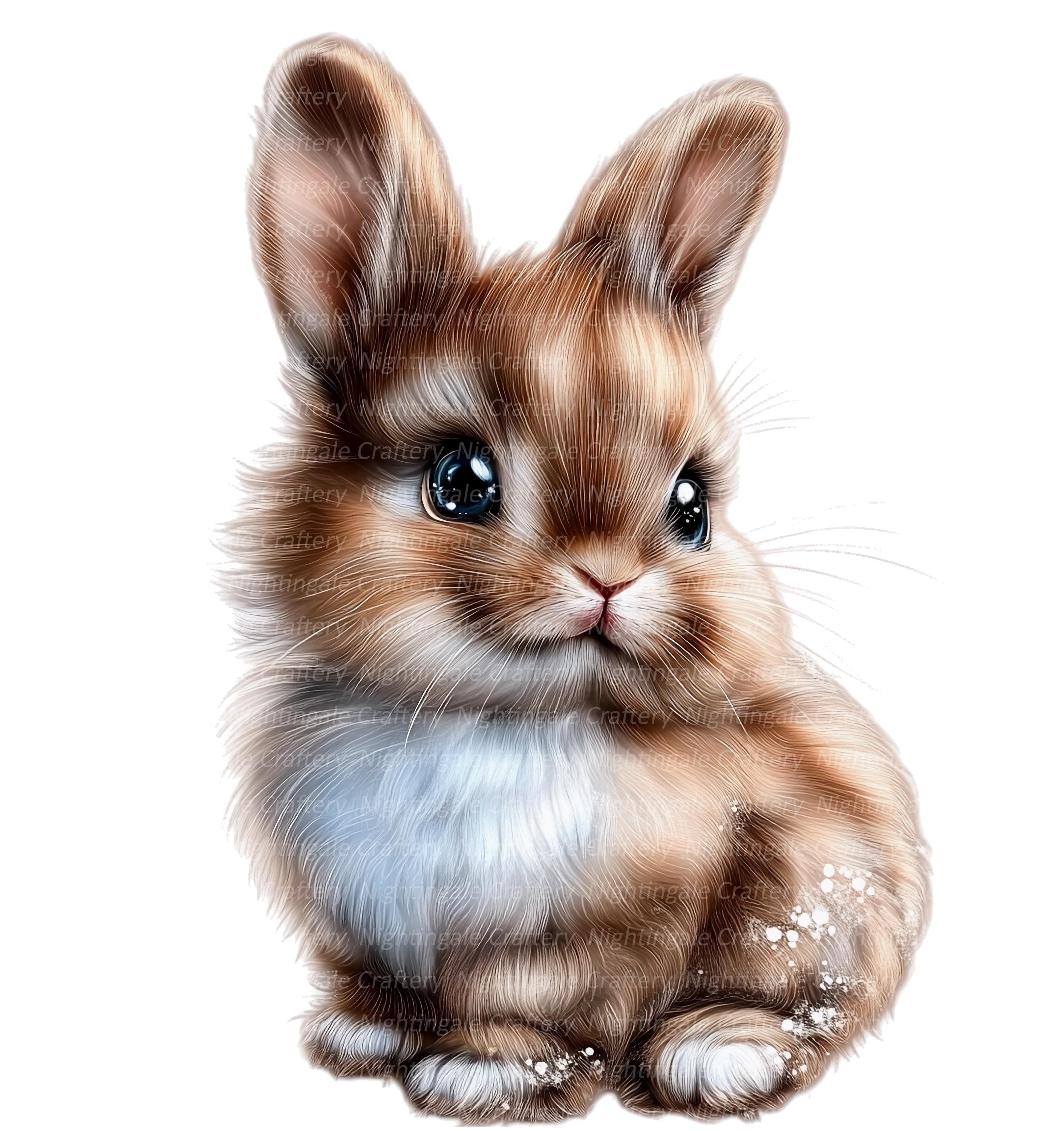 7 Cute Bunny Clipart, Digital Illustration, Printable Watercolor ...