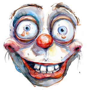 16 Funny Pantomime Clipart, Funny Clowns, Printable Watercolor Clipart ...