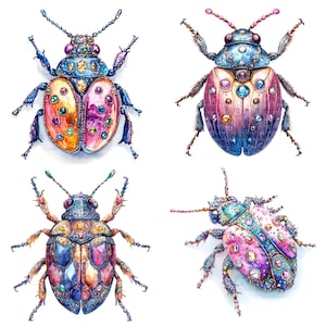 13 Jeweled Beetle Clipart Set 3, Printable Watercolor Clipart, High ...