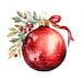 12 Red Bauble Clipart, Christmas Bauble Clipart, Printable Watercolor ...