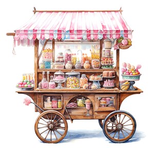 10 Candy Shop Clipart, Cupcake Shop, Printable Watercolor Clipart, High ...