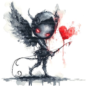 11 Gothic Cupid Clipart, Valentine Cupid Clipart, Digital Clipart ...
