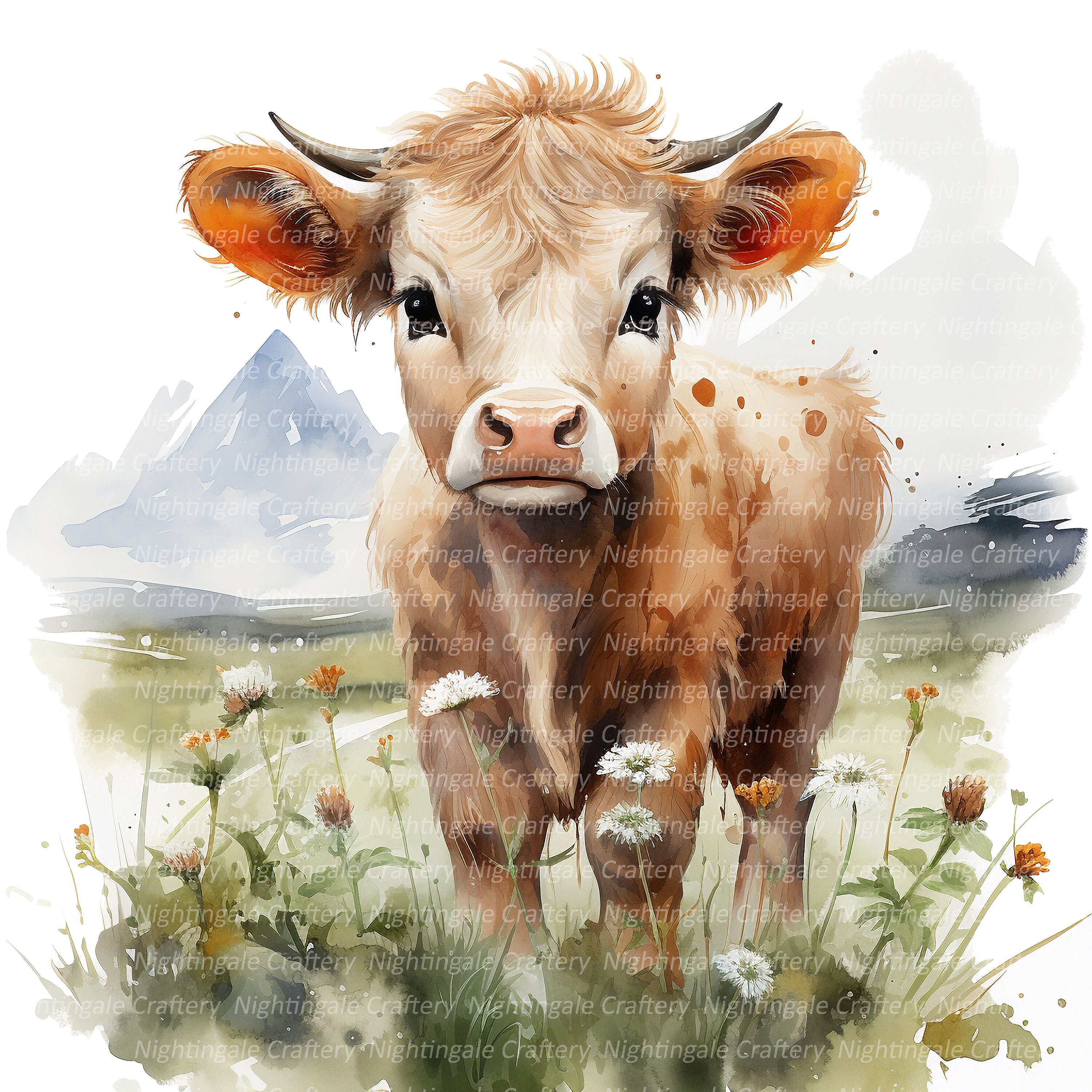 Cow Calf Clipart Farm Clipart Printable Watercolor Clipart - Etsy