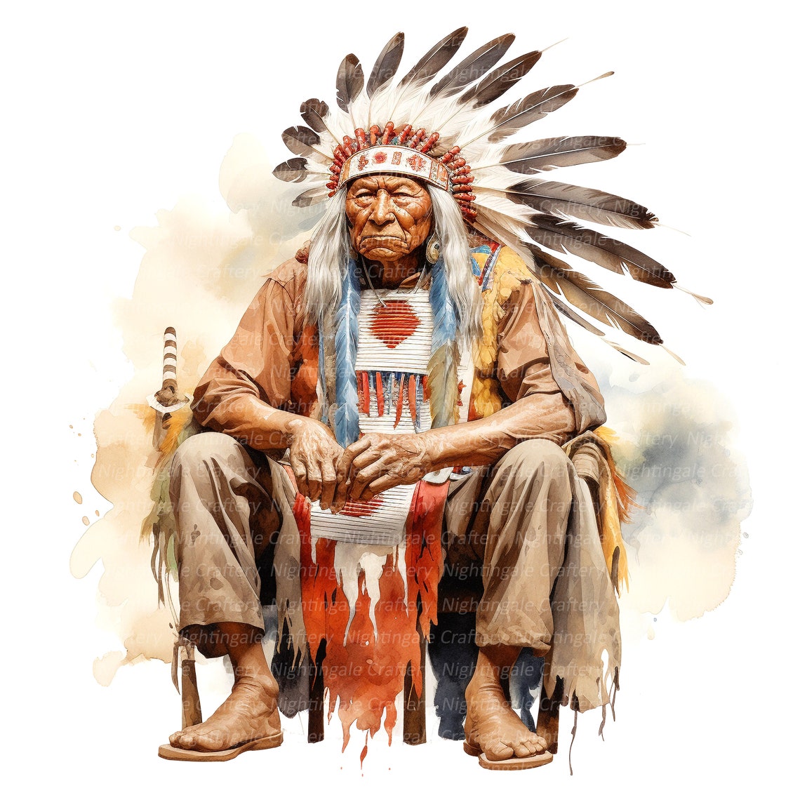 12 Native American Indian Shaman Clipart, Printable Watercolor Clipart ...