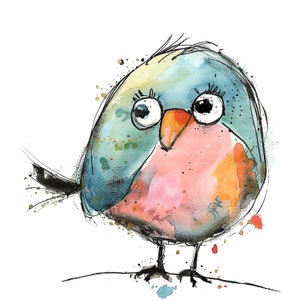 12 Whimsical Birds Clipart, Cartoon, Digital Clipart, Watercolor ...