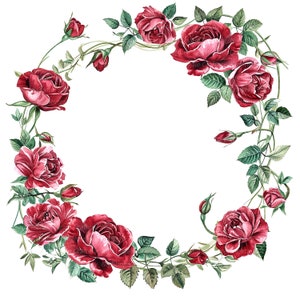 16 Roses Frame Clipart, Roses Wreath Clipart, Roses Decor, Printable ...