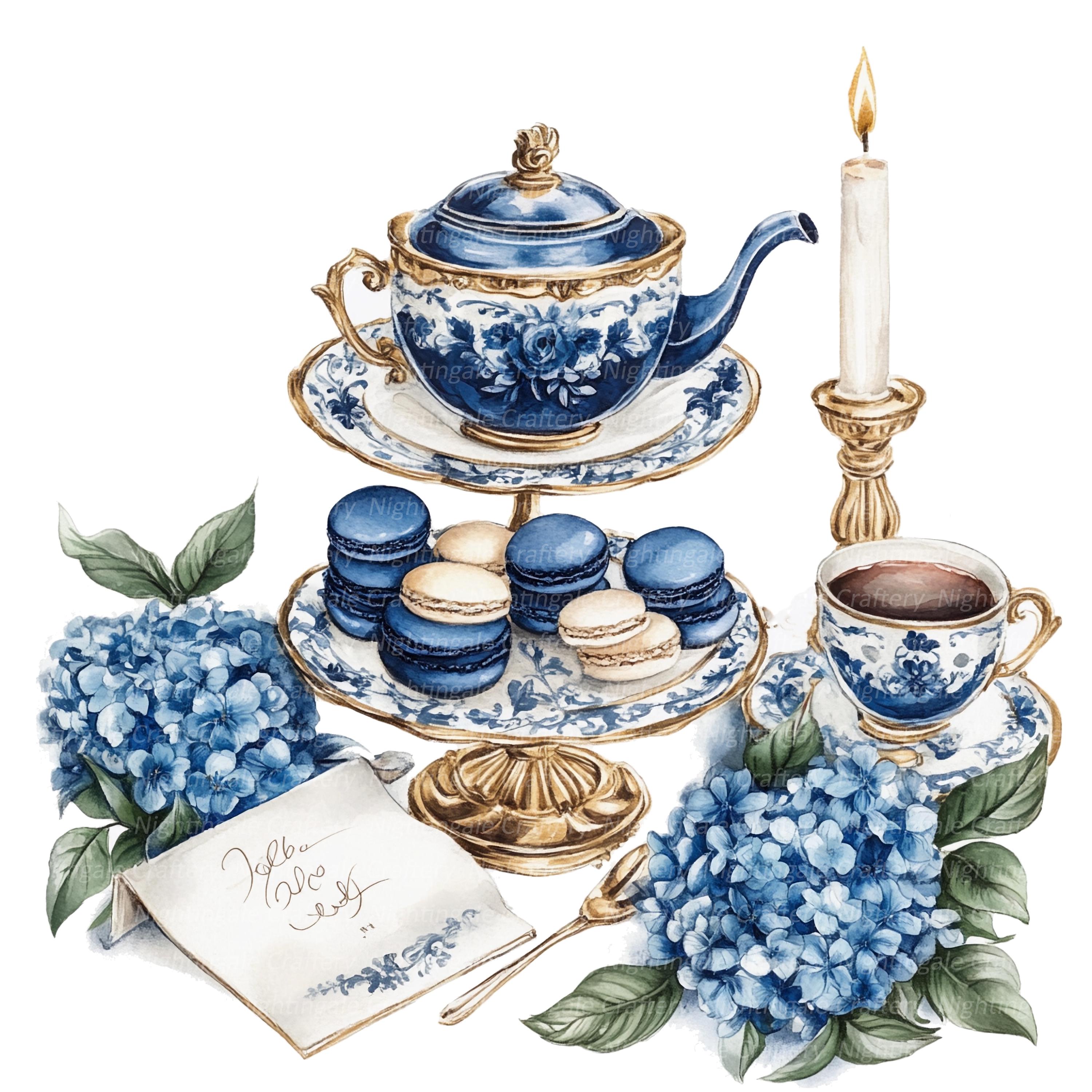 11 Romantic Parisian, Rococo Tea Party Clipart, Printable Watercolor ...