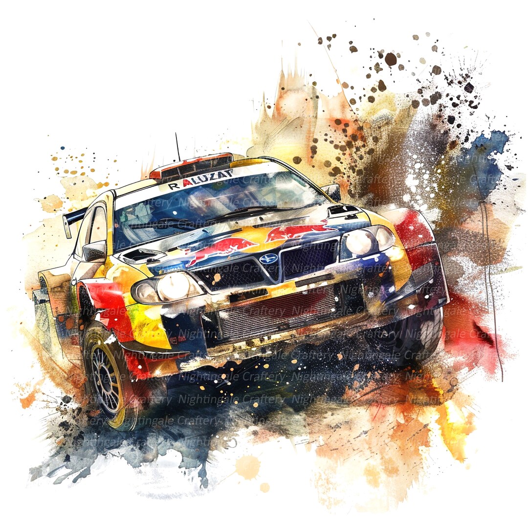 11 Rally Cross Clipart, Rally Car Clipart, WRC, Printable Watercolor ...