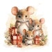 10 Mice Family Christmas Clipart, Christmas Mouse, Printable Watercolor ...