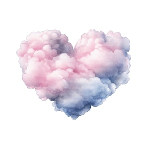 16 Watercolor Heart Clipart, Cloud Shaped Heart, Digital Clipart ...