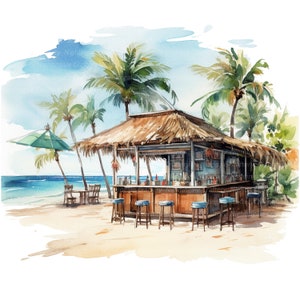 14 Tropical Bar Clipart, Beach Bar Clipart, Tropical Beach, Printable ...