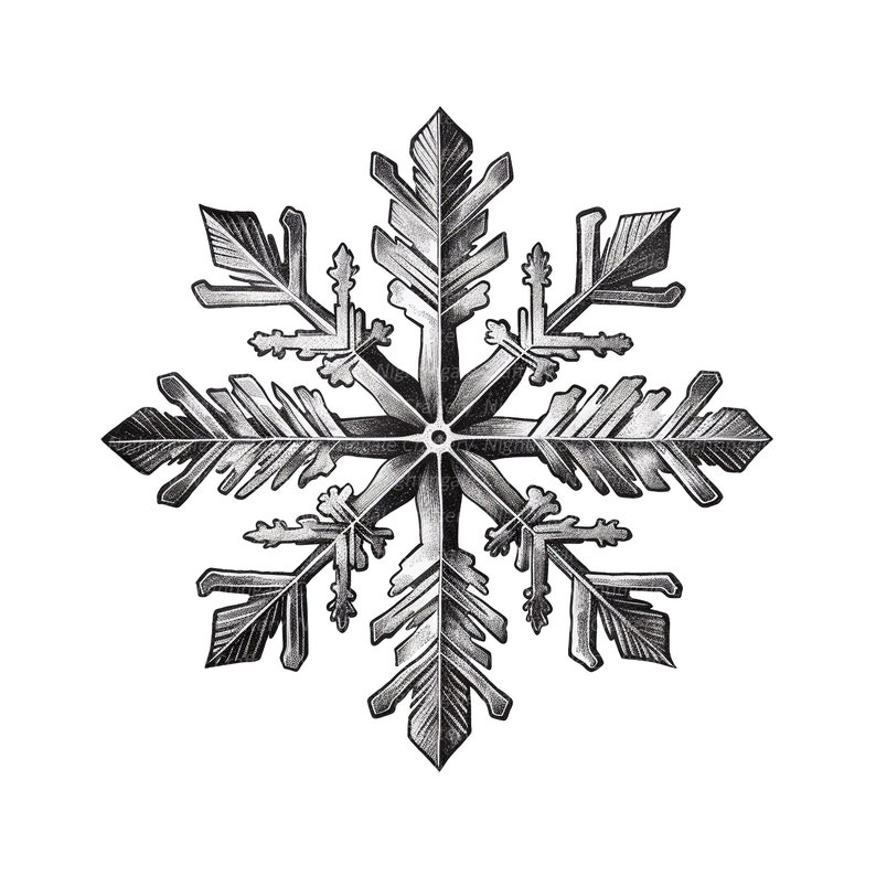 14 Black White Snowflakes Clipart, Christmas Print, Printable ...