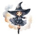 10 Little Witch Cartoon Clipart, Printable Watercolor Clipart, High ...