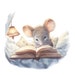 12 Mouse Reading Book Clipart, Mouse Bedroom, Printable Watercolor ...