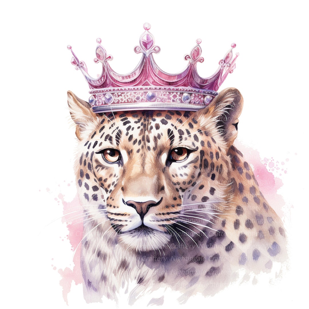 12 Leopard Queen Clipart, Leopard King, Crown, Printable Watercolor ...