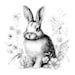 10 Bunny Black Ink Clipart, Line Art Clipart, Printable Watercolor ...