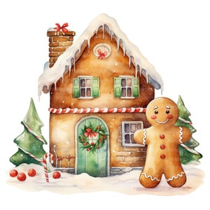 12 Gingerbread House and Man Clipart, Christmas Clipart, Printable ...
