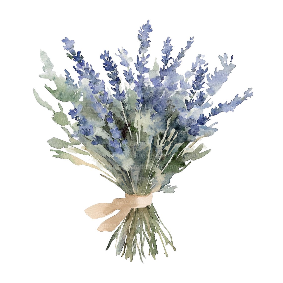 Lavender Clipart, Lavender Bouquet Set, Printable Watercolor Clipart ...