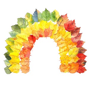 11 Autumn Leaves Clipart, Rainbow Clipart, Printable Watercolor Clipart ...