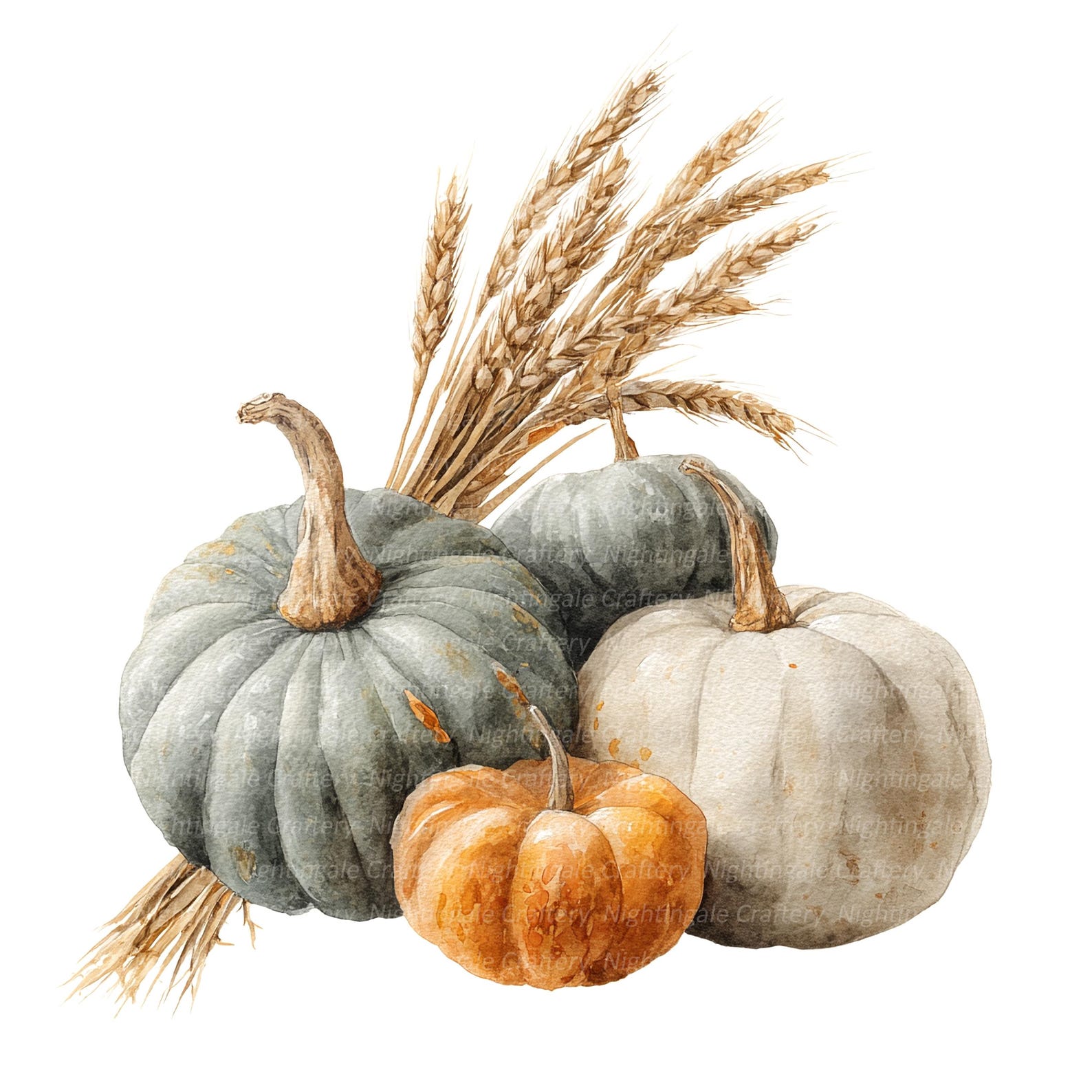 9 Boho Autumn Wall Art, Pumpkin Clipart, Digital Clipart, Watercolor ...