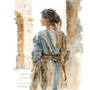 14 Woman in Biblical Times Clipart, Printable Watercolor Clipart, High ...