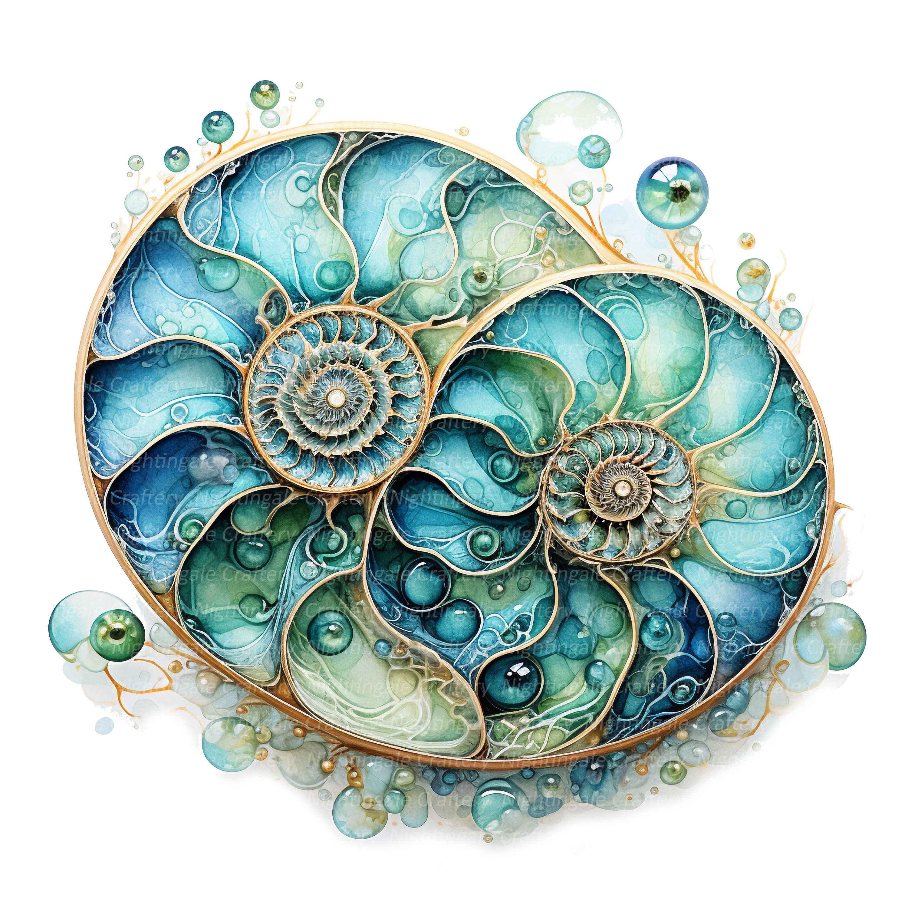 12 Abstract Paua Shells Clipart, Spiral Shells, Printable Watercolor ...