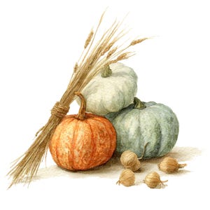 9 Boho Autumn Wall Art, Pumpkin Clipart, Digital Clipart, Watercolor ...