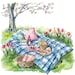 11 Spring Picnic Clipart, Picnic in Park, Printable Watercolor Clipart ...