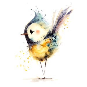 12 Whimsical Birds Clipart, Watercolor Birds, Digital Clipart ...