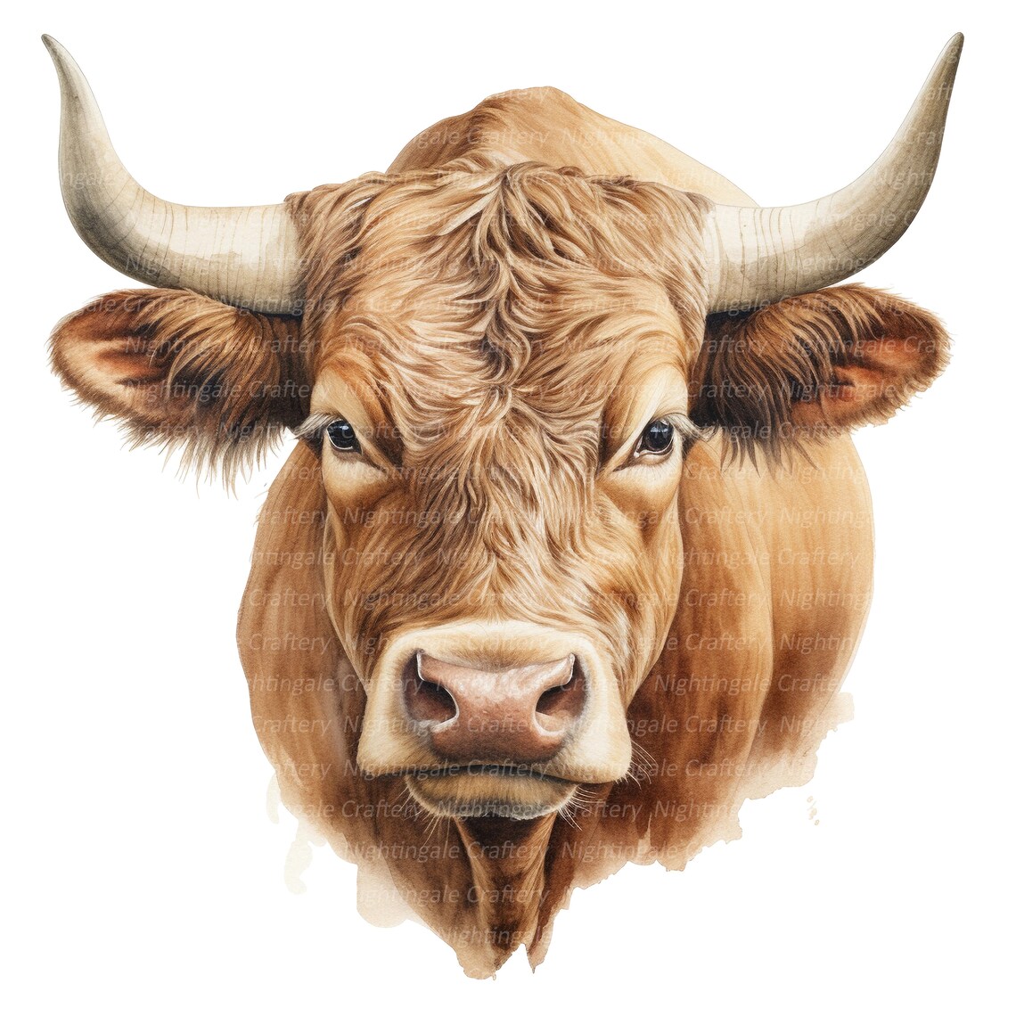 12 Bull Clipart, Ox Clipart, Printable Watercolor Clipart, High Quality ...