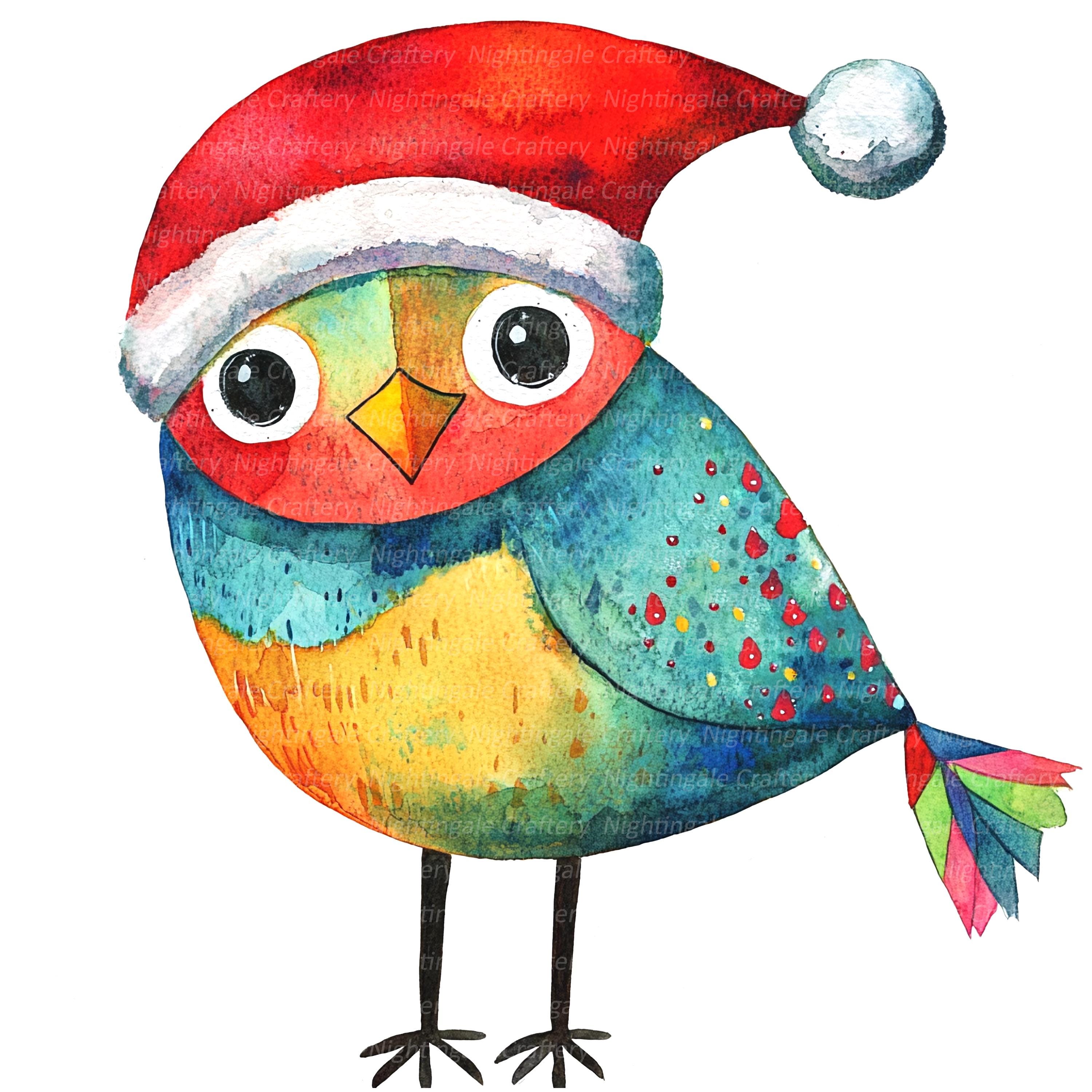12 Whimsical Birds Clipart, Christmas, Digital Clipart, Watercolor ...