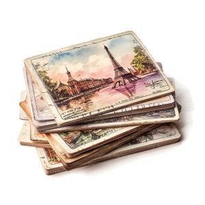 10 Stack of Postcards Clipart, Vintage Postcard, Printable Watercolor ...