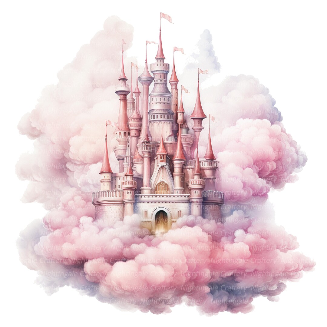20 Princess Castle Set 2 Clipart, Printable Watercolor Clipart, High ...