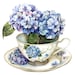 10 Hydrangea in Tea Cup Clipart, Floral Tea Cup, Printable Watercolor ...