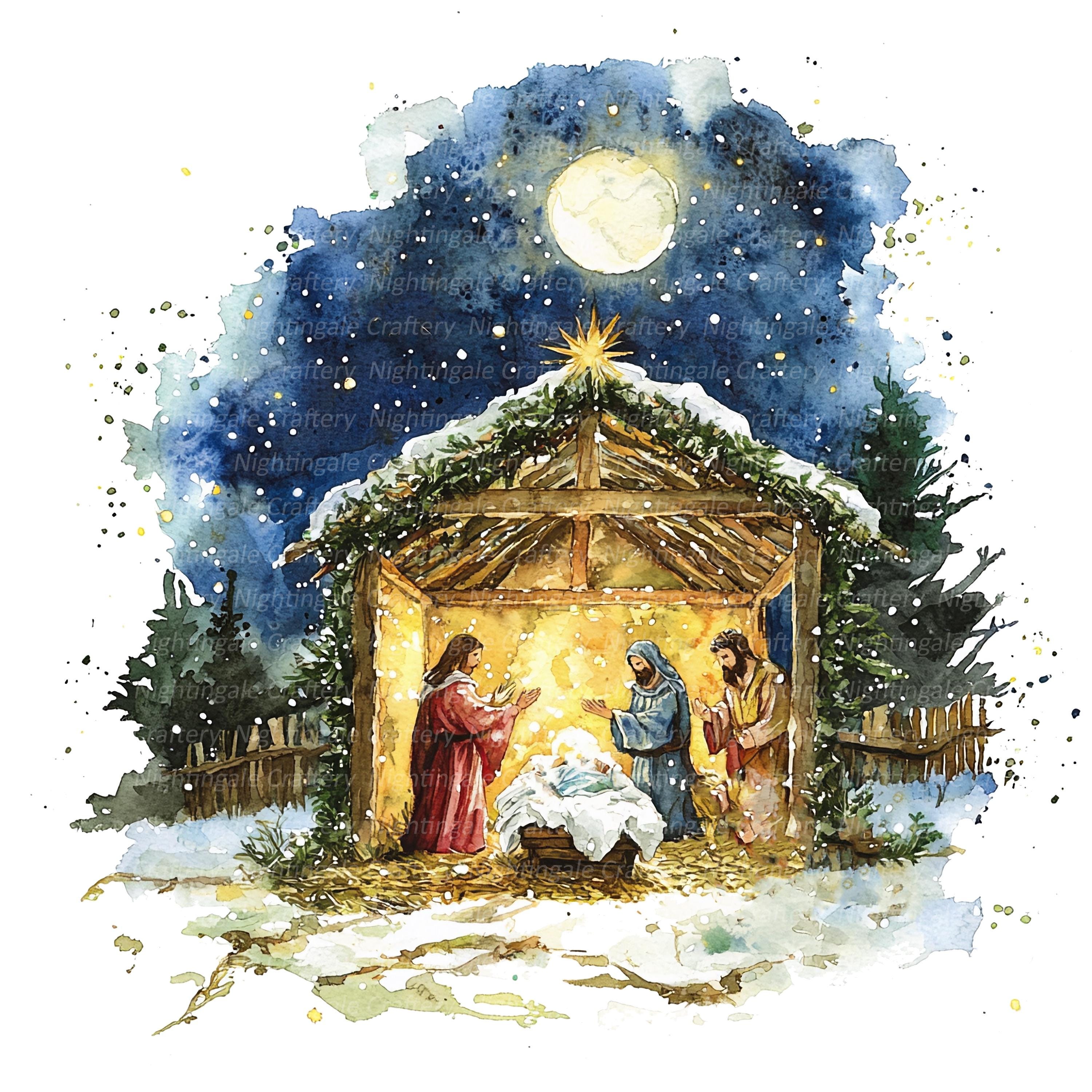 Christmas Nativity Scene Drawing