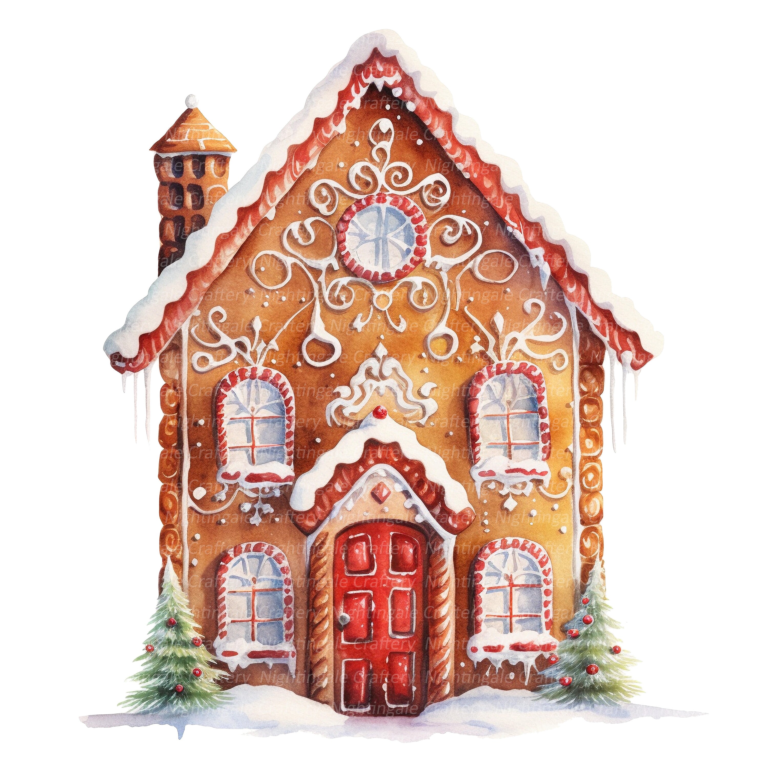 14 Gingerbread House Clipart, Christmas Clipart, Printable Watercolor ...