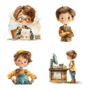 20 Kid Occupation Clipart, Kid Professions, Kid Cartoon Print ...