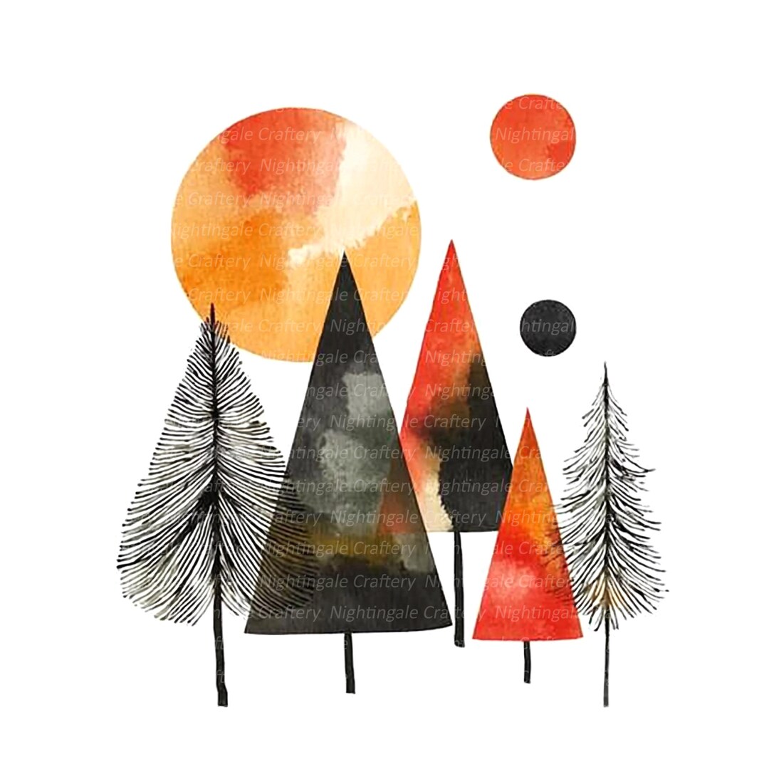 8 Abstract Christmas Cards, Christmas Design, Printable Watercolor ...