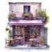 12 Street Cafe Clipart, Purple Cafe Drawing, Printable Watercolor ...