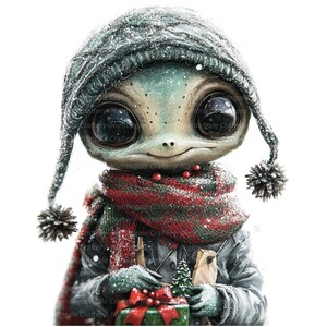 12 Christmas Alien Clipart, Aliens Clipart, Printable Watercolor ...