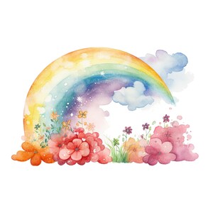 10 Various Rainbow Clipart, Nursery Rainbow in Flowers, Printable ...