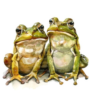 8 Frogs Friends Clipart, Frogs Hugging Clipart, Printable Watercolor ...