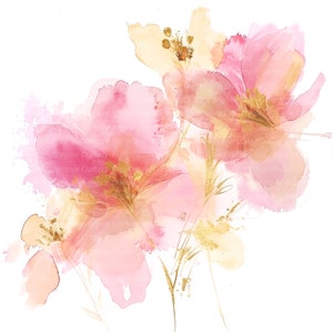 9 Abstract Flowers Clipart, Pink Gold Flower, Flowers Print, Printable ...