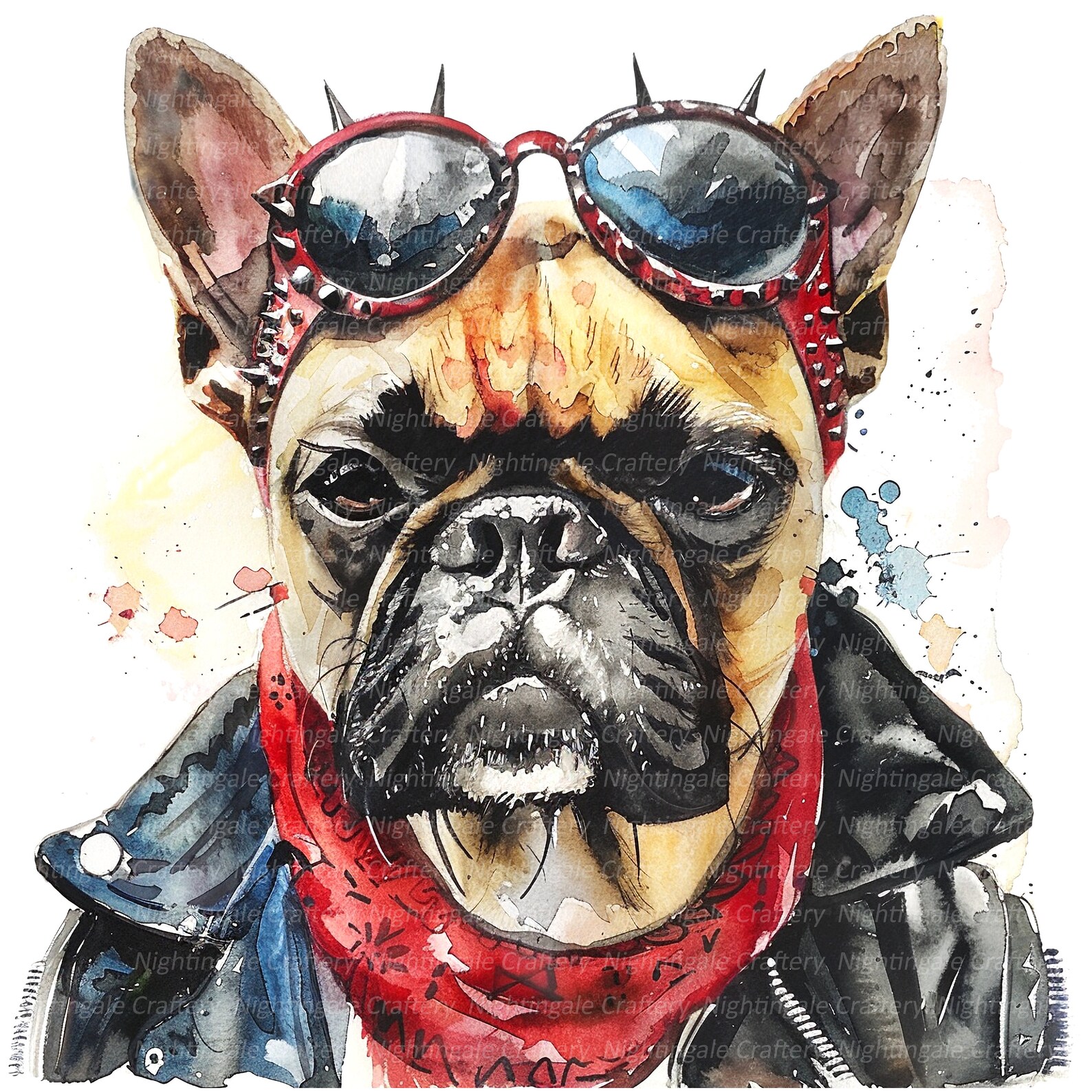 12 Dog Punk Clipart, Punk Rock Clipart, Printable Watercolor Clipart ...