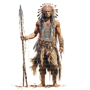 14 Native American Indian Warrior Clipart, Printable Watercolor Clipart ...