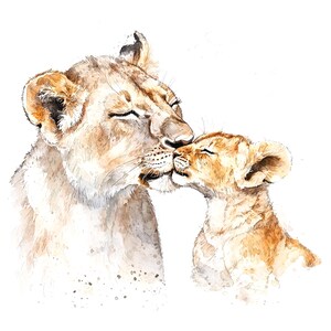 10 Baby Lion Love Clipart, Little Lion Mum, Printable Watercolor ...
