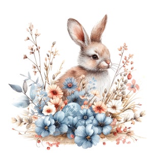 9 Easter Bunny Clipart Set 2, Rabbit Clipart, Printable Watercolor ...