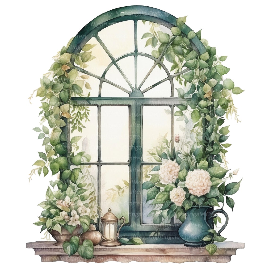 14 Floral Windows Clipart, Flower Windows, Floral Doors, Printable ...