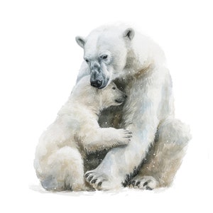 8 Polar Bear and Cub Clipart, Printable Watercolor Clipart, High ...