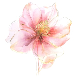 12 Abstract Flowers Clipart, Pink Gold Flower, Flowers Print, Printable ...